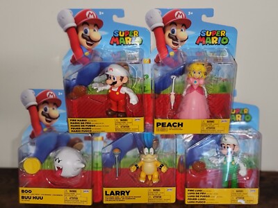 NEW 2024 Jakks SUPER MARIO 4" Figures Fire Mario Fire Luigi Larry ...