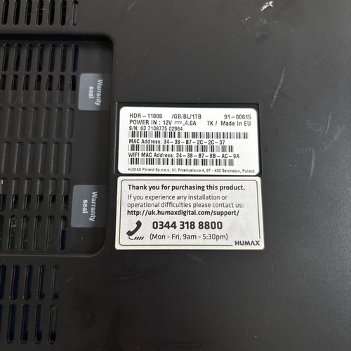 Humax HDR-1100S 1TB Freesat HD TV Recorder - power cable And Remote | eBay