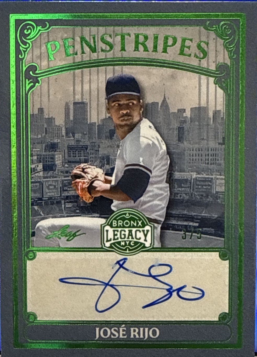 2025 Leaf a Bronx Legacy - Penstripes Jose Rijo #P-JR1 Green Spectrum ...