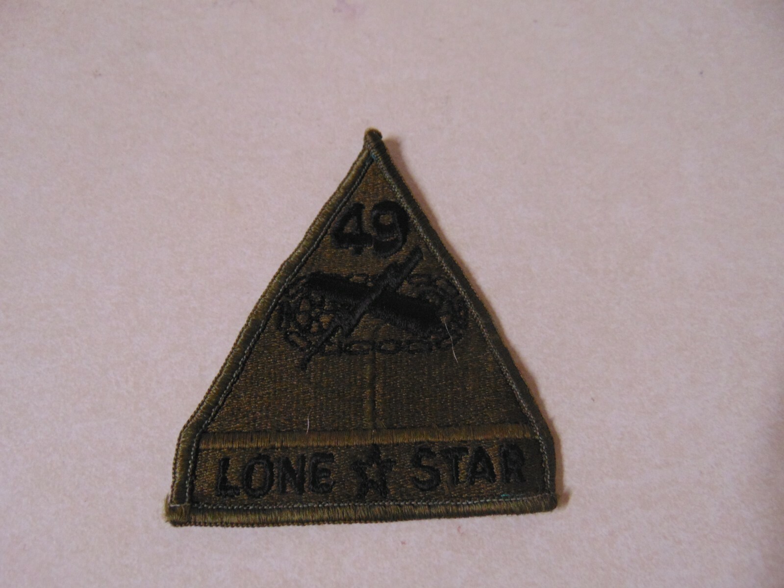 MILITARY PATCH ARMY SUBDUED SEW ON OLDER 49TH ARMORED DIVISION LONE ...