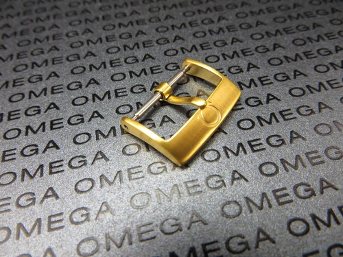 New 18mm Authentic OMEGA Stainless Steel Tang Buckle Gold Plated Brush ...