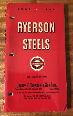Ryerson Steels 1948 1949 Pricing & Product Guide Book Vintage ...