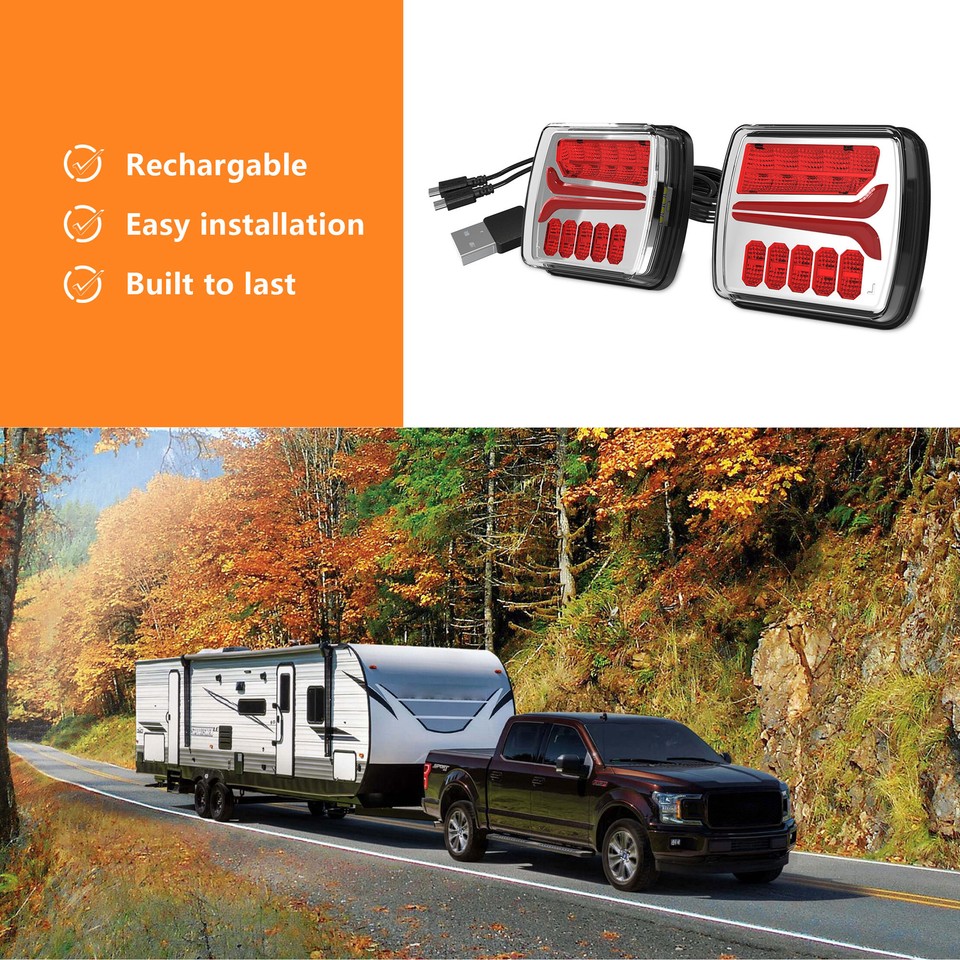 Wireless Magnetic Light Kit LED Trailer Rear Light for Tow Trucks ...
