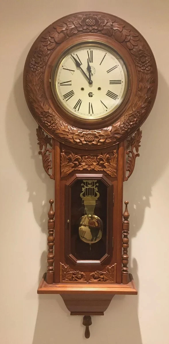 Antique Regulator Ornate Carved Wooden Pendulum Wall Clock, 46% OFF