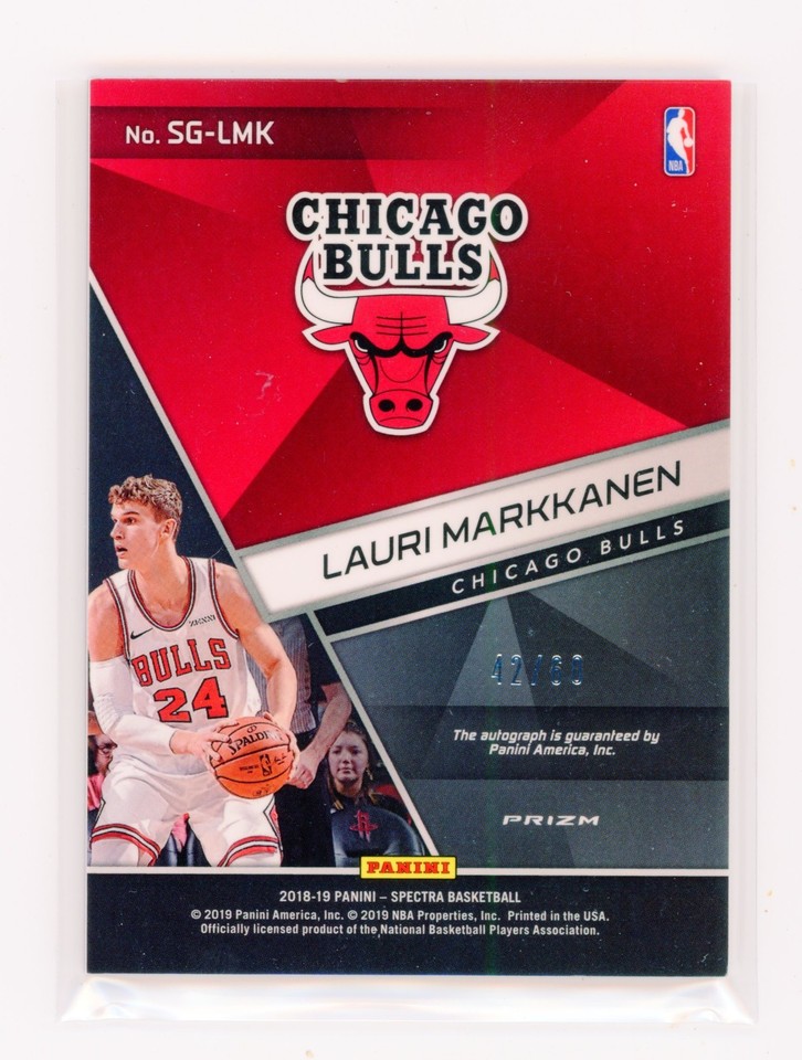 2018-19 Panini Spectra Lauri Markkanen Blue Parallel Auto 42/60 #SG-LMK ...