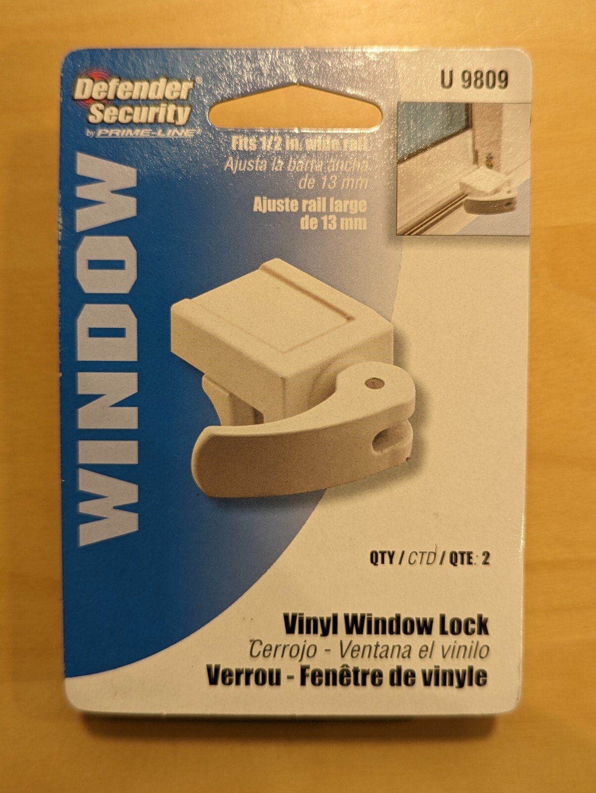 Vinyl Window Lock Defender Security U-9809 Fits 1/2” Wide Rail 2 Locks ...