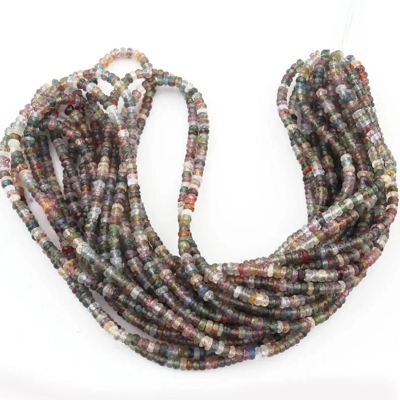 2 Strand AAA Multi Sapphire Roundle Briolettes,Faceted Gemstone ...