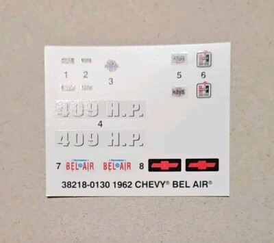 AMT 1/25 1962 CHEVROLET BEL AIR 409 DECAL SHEET | eBay