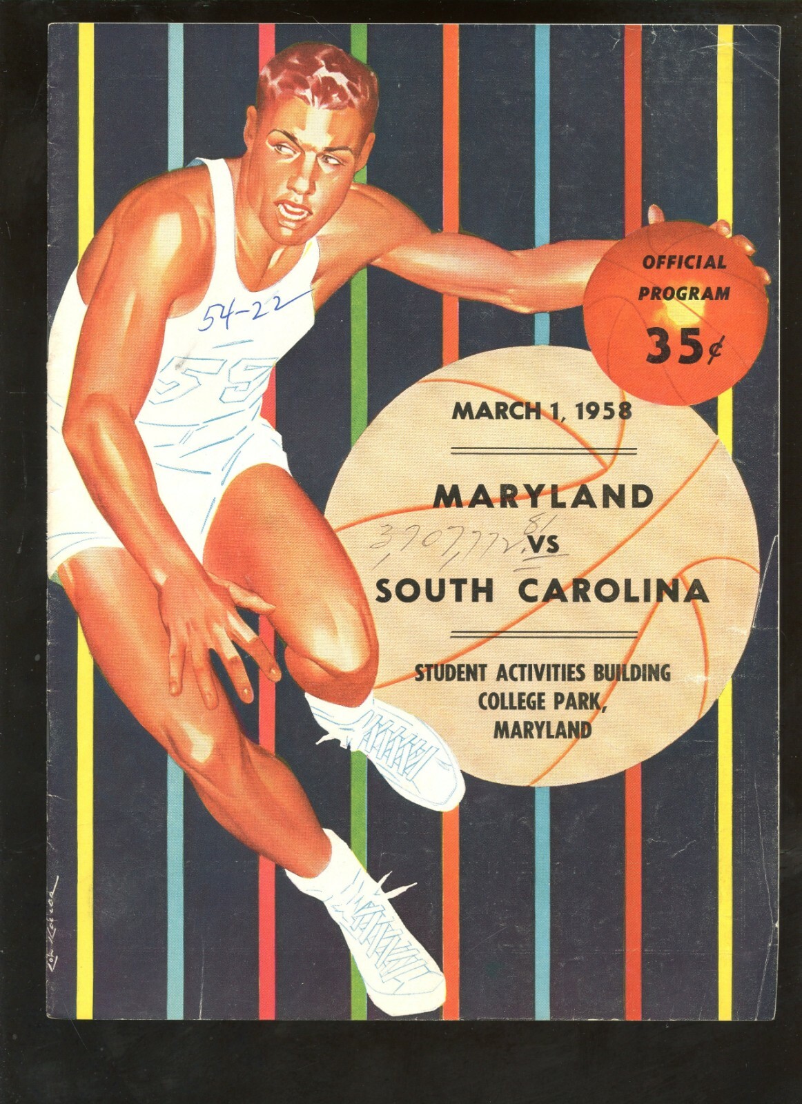 March 1 1958 NCAA Basketball Program South Carolina at Maryland | eBay