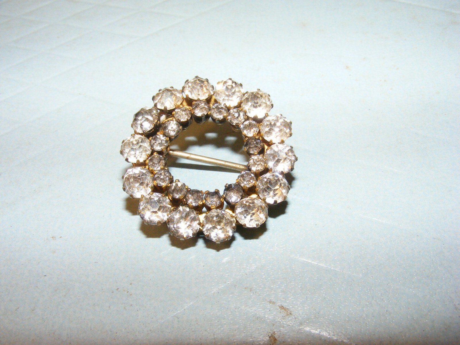 VICTORIAN BROOCH PASTE PIN DOUBLE CIRCLE TUBE HINGE VINTAGE JEWELRY 1 ...