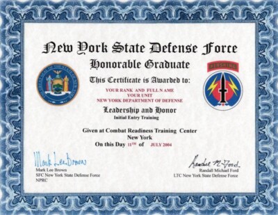 New York State Defense Force Honorable Discharge Certificate Army USMC ...