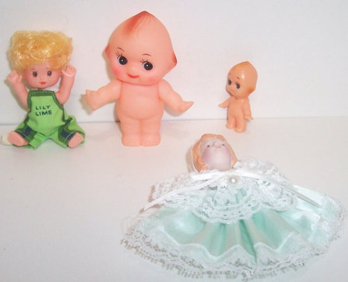 Lot of 4 Vintage Dolls 2 Cupie Dolls 1 Lilly Lime Enesco porcelain Doll ...