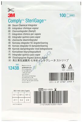 3M 1243B Comply Sterigage Chemical Integrator 2" X 3/4" - Pack of 100 ...