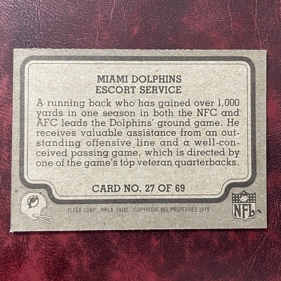 1979 Fleer Set DELVIN WILLIAMS #27 MIAMI DOLPHINS - NM/MINT+ *HIGH ...