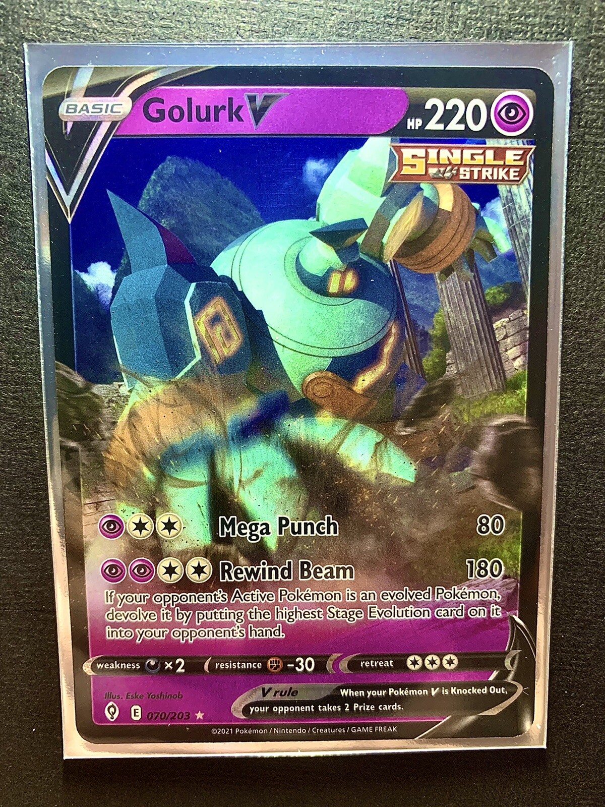 Golurk V 070/203 Pokemon TCG Evolving Skies Holo Ultra Rare Card | eBay