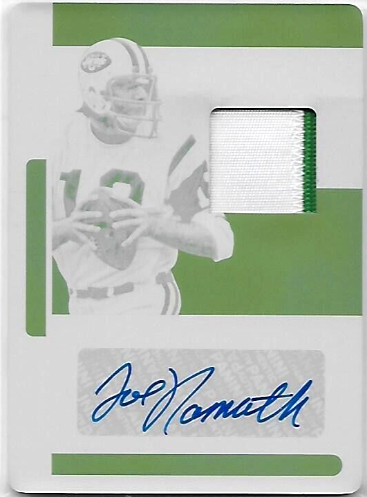 2020 TREASURES JOE NAMATH GAME WORN AUTO JERSEY PATCH PRINT PLATE 1/1 ...