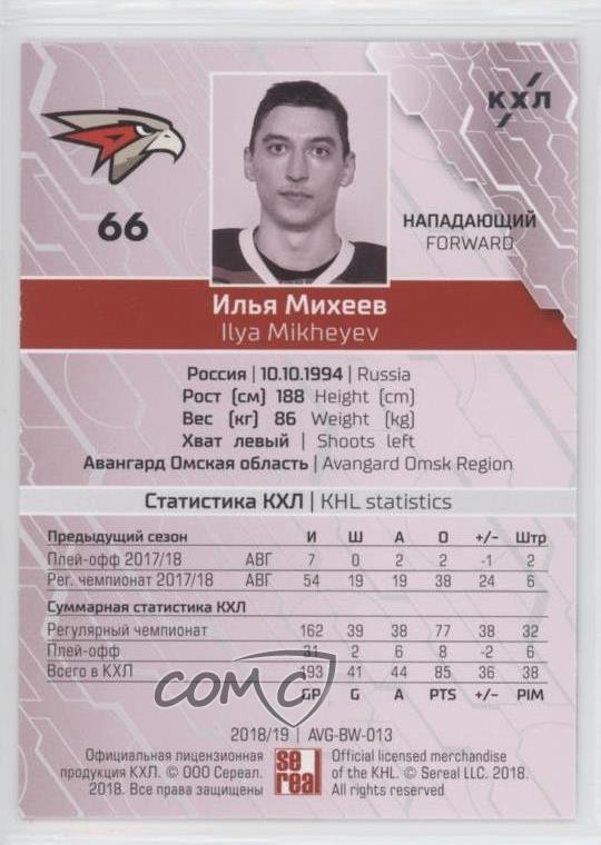 2018-19 KHL 11th Season Premium Collection Avangard Omsk Region Ilya Mikheyev | eBay