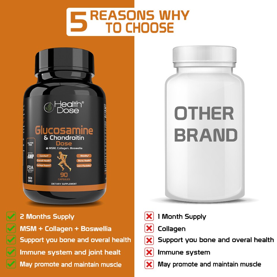 Health Dose Premium Glucosamine & Chondroitin, Joint Support - 90 ...