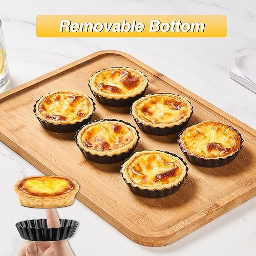 Egg Tart Molds 12 PCS 3 Inch Nonstick Mini Tart Pans with Removable ...