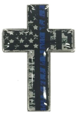 Pack of 12 USA Thin Blue Line Cross Bike Motorcycle Hat Cap Lapel Pin ...