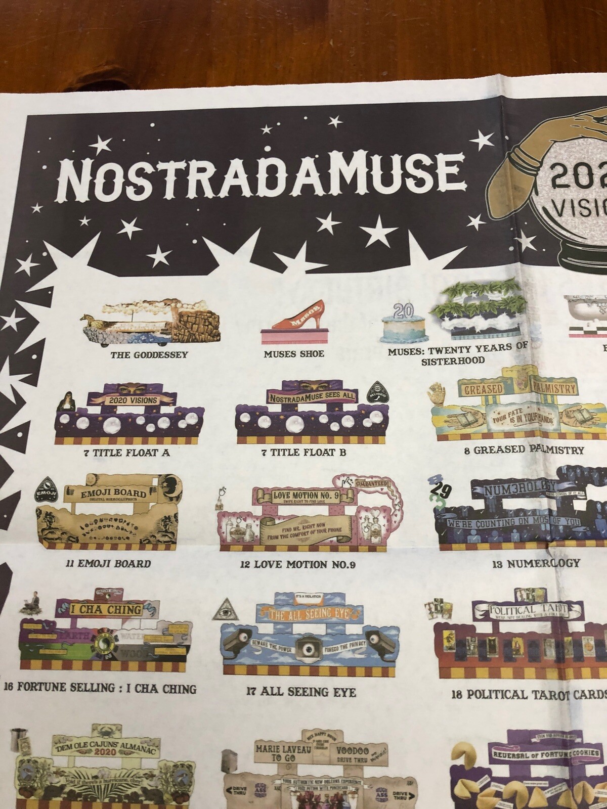 Mardi Gras Bulletin 2020 Krewe of Muses Float depictions summary ...