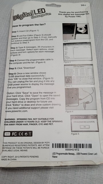 Deluxe Digital LED Message Fan USB 11 LEDs to Display up to 20 ...