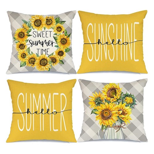 Summer Pillow Covers 18X18 Set of 4 Summer Decorations Farmhouse Throw ...