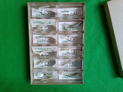 Vintage Lot of 12 Jake’s Bait Metal Spoon Fishing Lures in original box ...