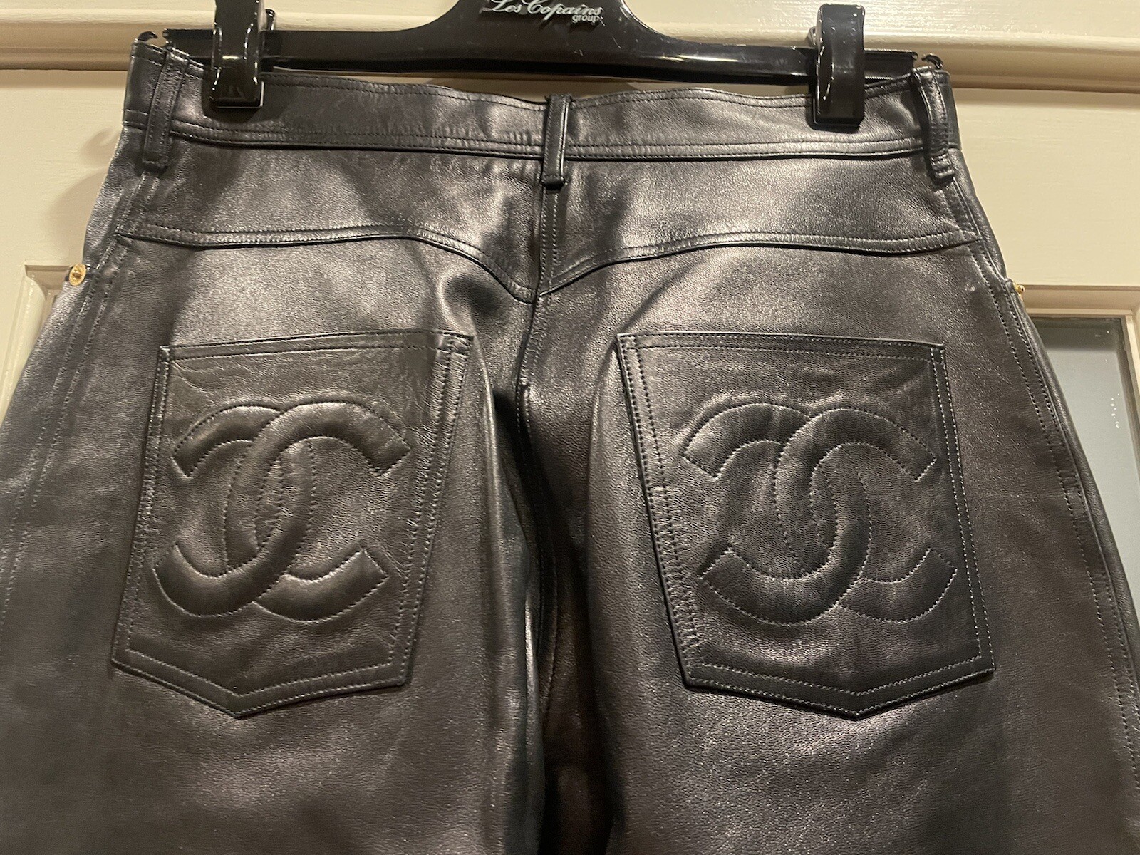 Chanel Boutique Women’s Black Leather Pants CC Pocke… - Gem