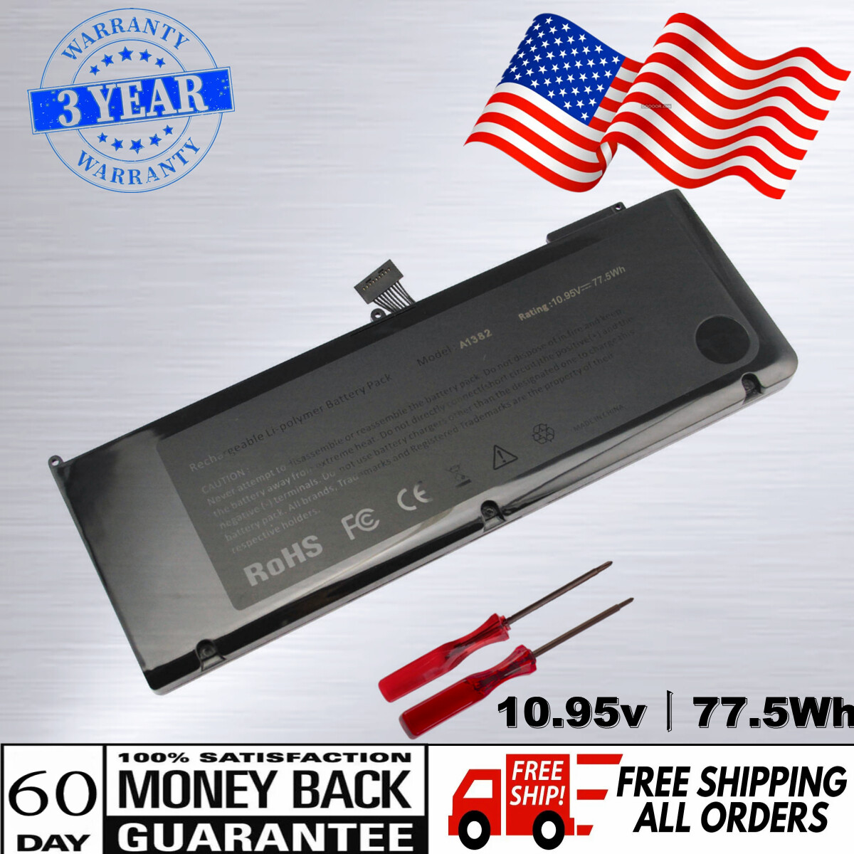 A1382 Battery For MacBook Pro 15.4 A1286 Early/Late 2011 Mid 2012 Mid ...