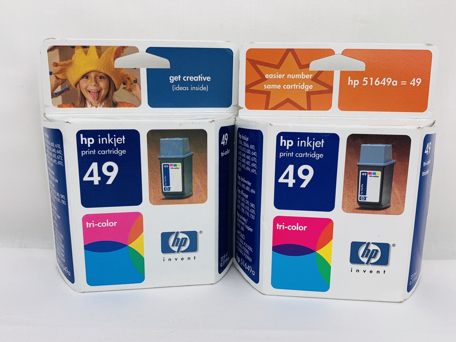 HP 49 Tri-Color Printer Ink Cartridge 51649A Factory Sealed 2003, 2004 ...
