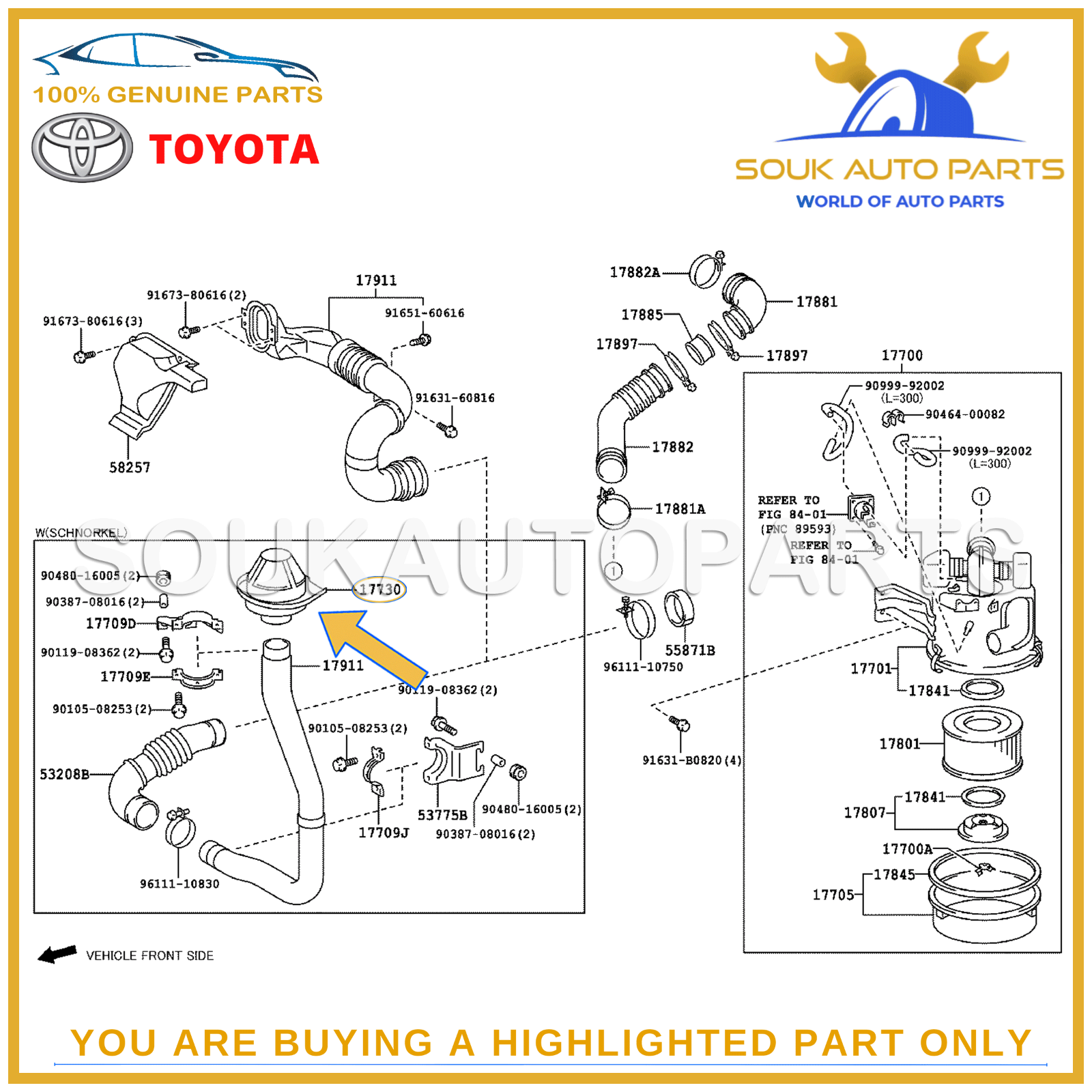 17730-66010 Genuine Toyota SNORKEL PRECLEANER AIR INTAKE CAP 1773066010 ...