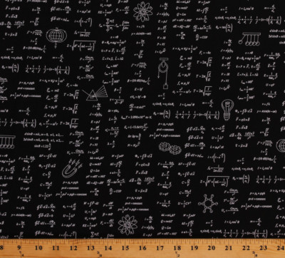 Science Equations Formulas Physics Math Black Cotton Fabric Print BTY ...
