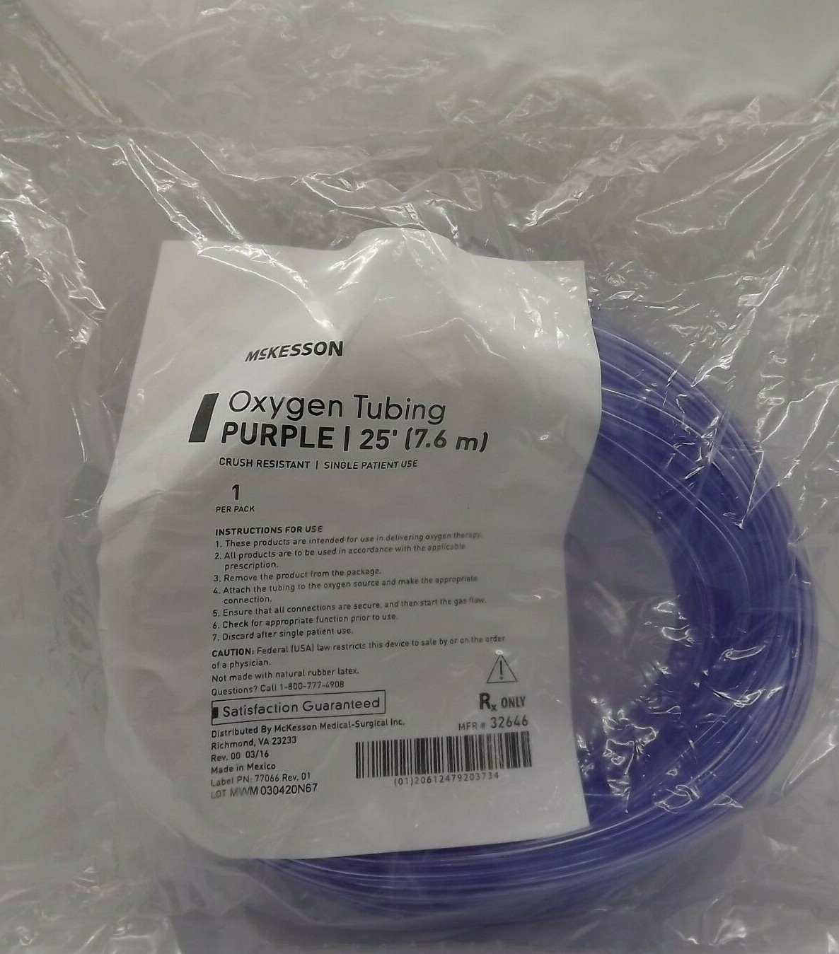 New 25 Ft Purple Mckesson Oxygen Tubing, 32646 | eBay