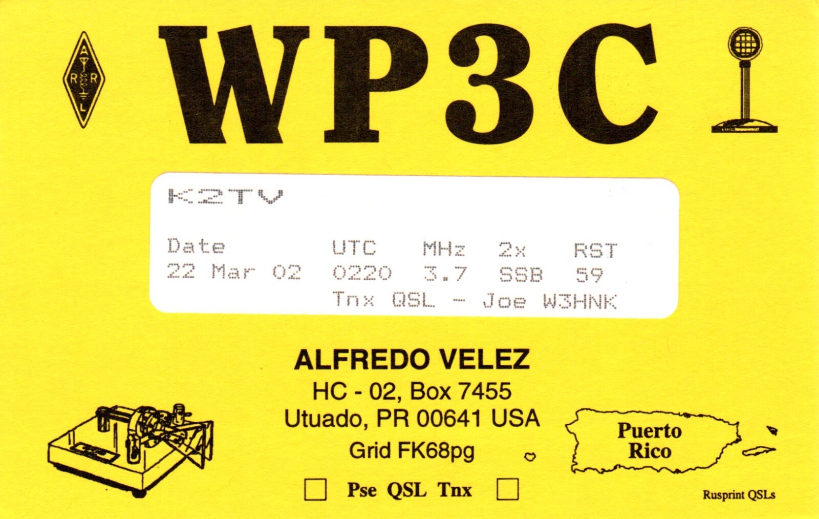 Utuado Puerto Rico WP3C QSL Radio Postcard | eBay
