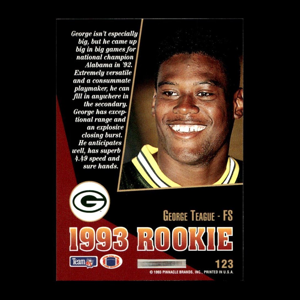 George Teague 1993 Select Rookie Green Bay Packers #123 R326D 98 | eBay
