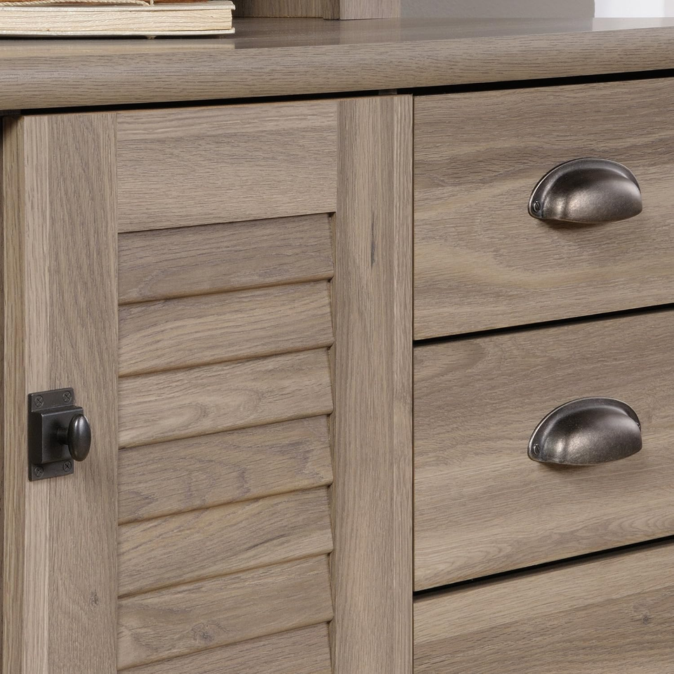 Salt Oak Finish Harbor View Home Office Desk with Hutch and Keyboard ...