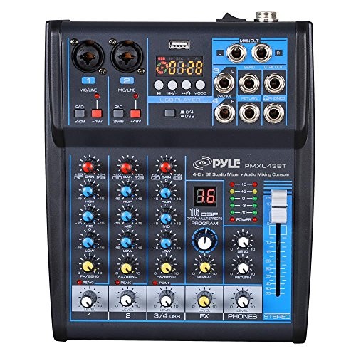 Pyle PMXU43BT Bluetooth Studio Mixer Audio Component Receiver Black ...
