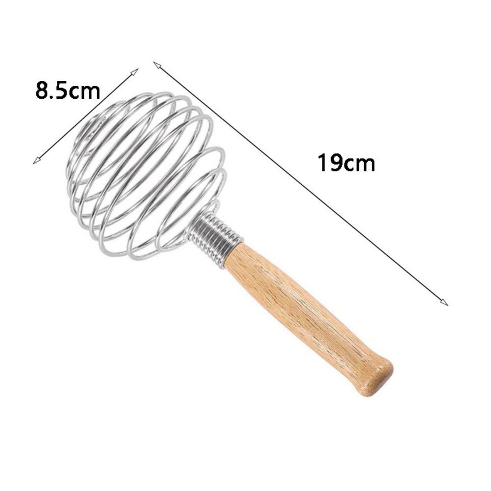 Stainless Steel Spiral Egg Beater Wood Handle Egg Mixer Spring Egg ...
