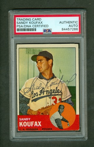 Sandy Koufax Vintage Autograph 1963 Topps Card #210 PSA/DNA Encased MVP ...