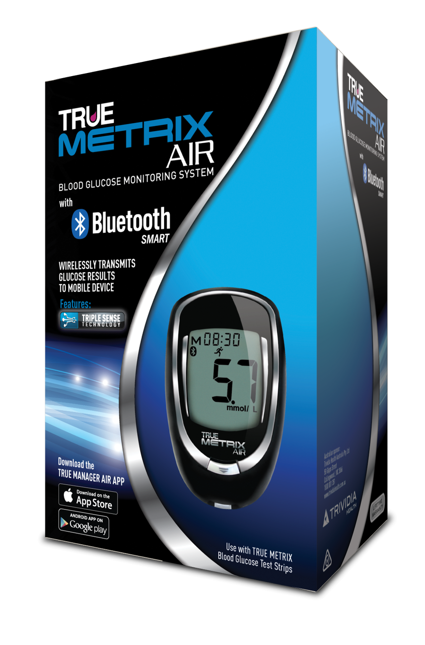 True Metrix Air Blood Glucose Monitoring Meter Glucometer Kit Finger ...