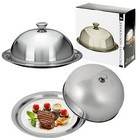 Stainless Steel Cloche Food Cover Dome Serving Plate Dish Dining Dinner ...