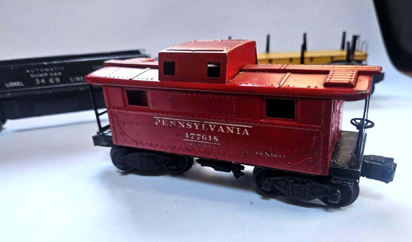VINTAGE LIONEL POST-WAR METAL 4 CAR SET O GAUGE 477618 CABOOSE, 3469 ...
