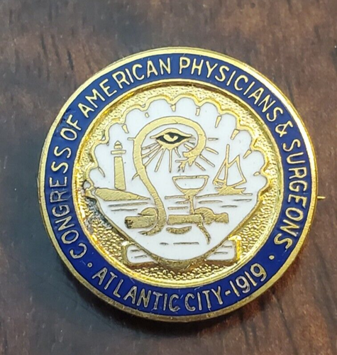 Congress Of American Physicians and Surgeons Pin 1919 Atlantic City NJ ...