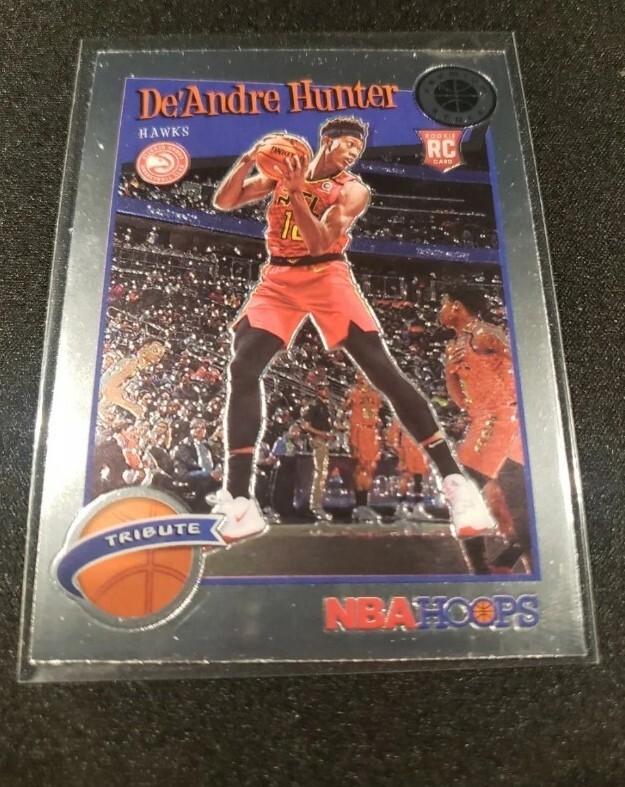 Deandre Hunter Panini NBA Hoops Premium Stock Tribute Rookie Card #299 ...