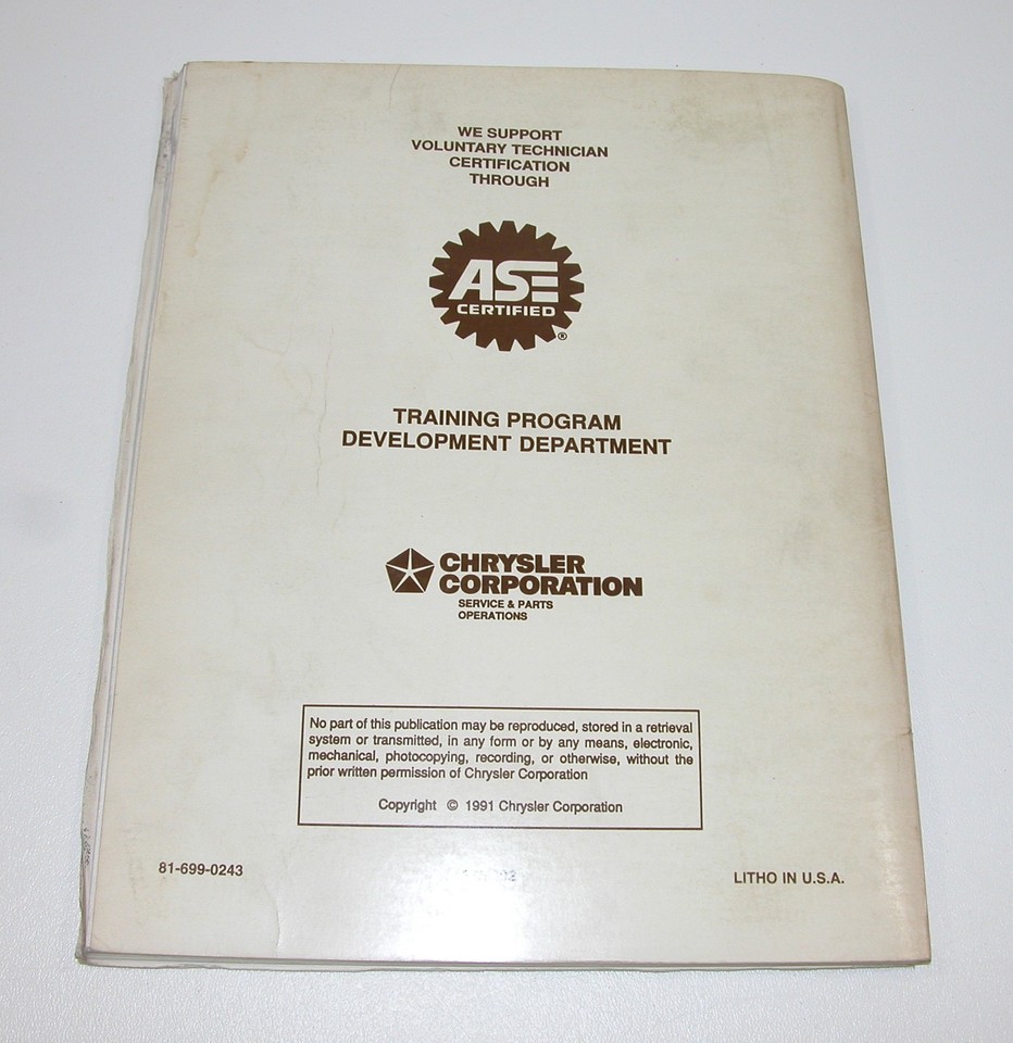 1992 Chrysler Passive Restraint System Diagnostic Procedures Manual ...