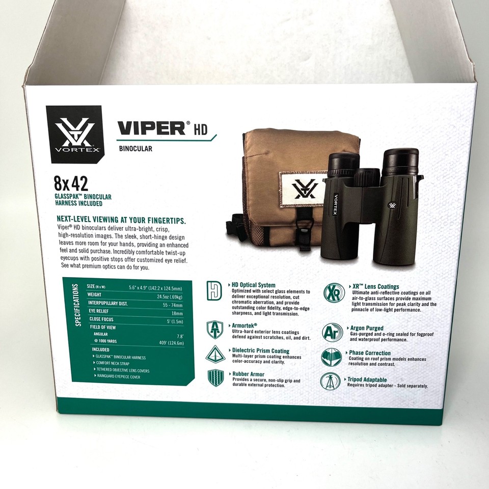 Vortex Viper HD 8x42 Binoculars latest V200 VIP Warranty *MINT IN BOX ...