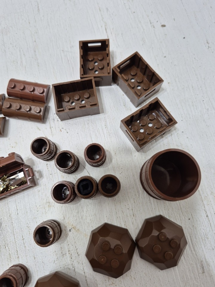Lot of Vintage Lego Dark Brown Parts Barrels Chests Rock Wood Crate ...
