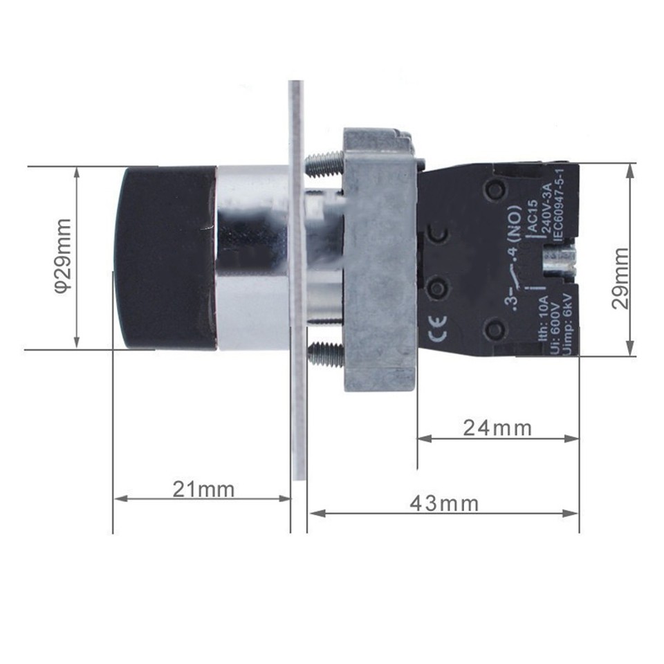 2 Position NO Maintained 4 Terminal for Schneider Rotary Selector ...