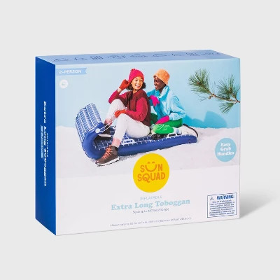 Sun Squad Youth Adults Ski Toboggan 2-Person Sled Blue Super Stripes ...